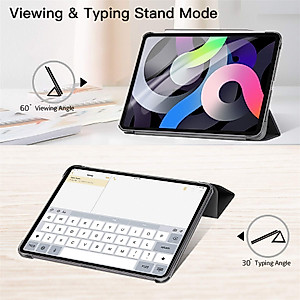Ztotop Case for iPad Pro 11 Inch 2018 1st Generation iPad Air 4th Gen 10.9'' 2020 Lightweight Trifold Stand Cover with Rugged Translucent Back, Black