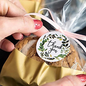 Thank You Stickers 2500 Pieces Round Kraft Label Seals Small Business Stickers for Greeting Cards Envelopes Decor or Gift Bags Packaging (5 Rolls Pattern B)