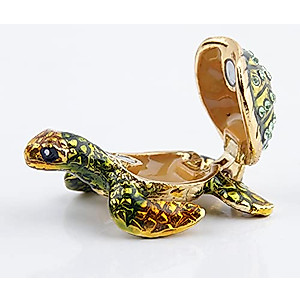 SEVENBEES Mini Sea Turtle Figurine Trinket Box Hinged Jewelry Boxes