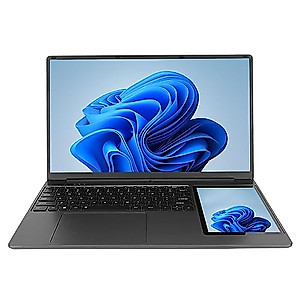 DAUERHAFT Double Screen Laptop, 5G WiFi 7in Touchscreen 2.9GHz Quad Core 15.6 Inch IPS LPDDR4 16GB RAM Business Laptop for Family (16+1TB US Plug)