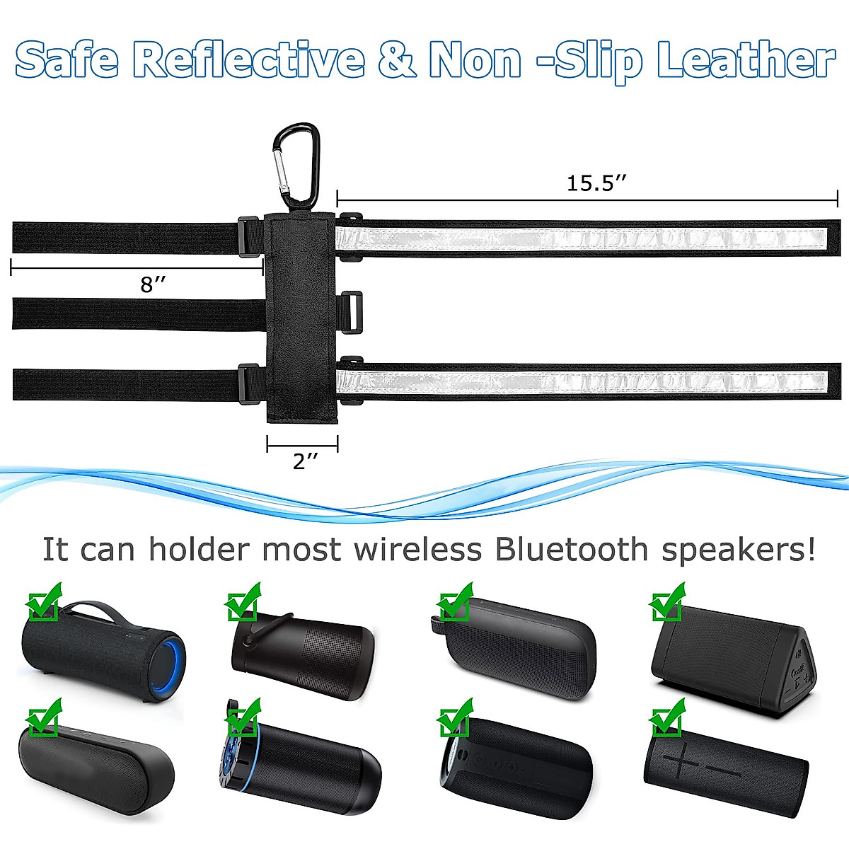 EDUPLINK Large Portable Speaker Mount, Shockproof Wireless Speakers Holder, Adjustable Long Strap for Most Speakers Compatible JBL, Sony, Bose for Golf Cart Bike UTV Wakeboard (Luminous)