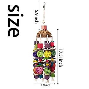 EBaokuup Large Bird Parrot Toys, Multicolored Wooden Blocks Bird Chewing Toy Parrot Cage Bite Toy for Macaws Cokatoos African Grey and Large Medium Parrot Birds