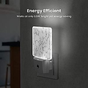 AICLIV Night Light, LED Night Lights Plug Into Wall - Smart Dusk to Dawn Sensor Activated, Energy Efficient Nightlight for Hallway, Kids, Nursery, Bedroom, Bathroom, 2 Pack (White Marble)