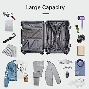 FIGESTIN Carry on Luggage 22x14x9 Airline Approved, Aluminum Frame Hard Shell Suitcases with Wheels,100% PC Lightweight, No Zipper Suitcase TSA Approved, 20" Carry-On (Zipperless Luggage)