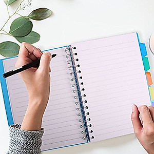 5 Subject Notebook, A5 Notebooks and Journals Spiral Bund, Wide Ruled, Lab Professional Notepad, Colored Dividers With Tabs, 5.7”×8.27”, 240 pages, Hardcover Memo Planner for School Kids Girls Women
