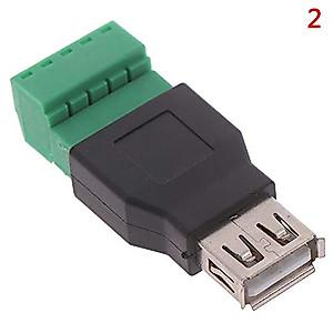 VizGiz 2 Pack USB 2.0 Plug Replacement 5Pin Solderless Screw On Type USB Terminal Block Connector Male and Female Socket Jack Adapter for LED Strip Lights USB Charging Projects Camera Electronics Test