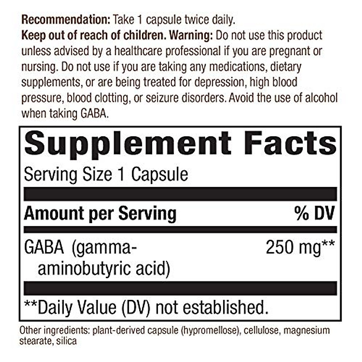 Nature's Way GABA Gamma-Aminobutyric Acid, Supports Brain Health*, 60 Capsules