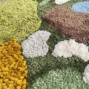 Moss Rug 3D Plush Bathroom Rug 2' x 3' Bedroom Rug Non Slip Area Rug Mountains River Flowers Grass Rug for Kitchen Bedroom Living Room Laundry Apartment Entry Doorway Porch