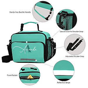 Custom Teal Insulated Lunch Bag with Adjustable Shoulder Strap Lunch Box for Students Women Light Weight Tote Lunch bag for Work Picnic School