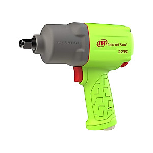 Ingersoll Rand 2235TiMAX-G 1/2” Drive Air Impact Wrench, Lightweight 4.6 lb Design, Powerful Torque Output Up to 1,350 ft/lbs, Titanium Hammer Case, Max Control, Hi-Visibility Red , Green