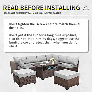 Lviden 9 Pieces Wicker Patio Furniture Set Outdoor PE Rattan Sectional Conversation Sofa Set with Grey Cushions and Storage Table