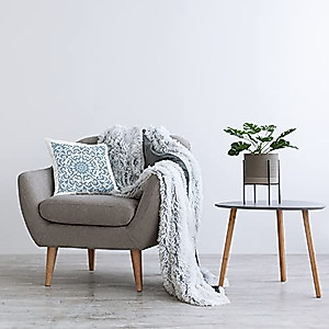 Stupell Industries Intricate Abstract Pattern Blue Floral Spiral Design by ND Art Throw Pillow, 18 x 18