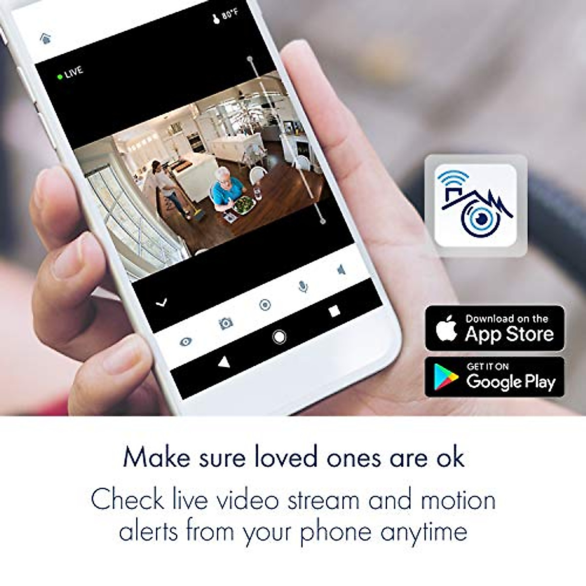 Panasonic HomeHawk FLOOR Home Monitoring HD Camera for Senior Care, Motion Detection Night Light, 2-way Talk, 24/7 Live View + Secure Recording, Alexa Compatible - KX-HNC850 (Black Satin)