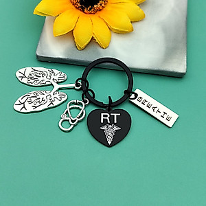 RT Respiratory Therapist Keychain Gifts Respiratory Therapy Gifts Lung Breathe Lung Specialist Stethoscope Anatomical Keyring Father Day Nurse Day Respiratory Care Jewelry Gift for Doctor Nurse