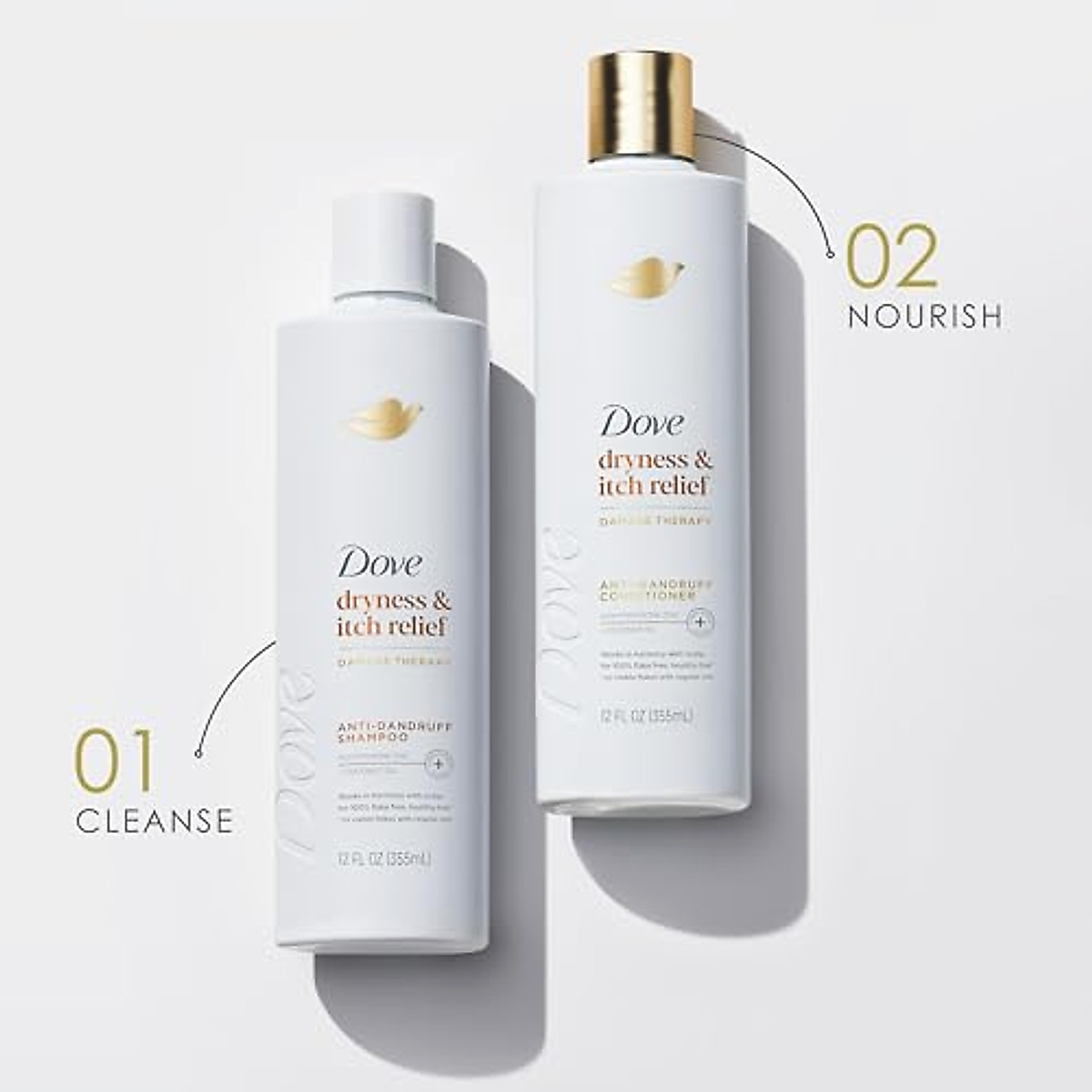 Dove Damage Therapy Derma Shampoo Dryness + Itch Pack of 6 for Flaky Scalp with Pyrithione Zinc and Coconut Oil 12 Fl Oz