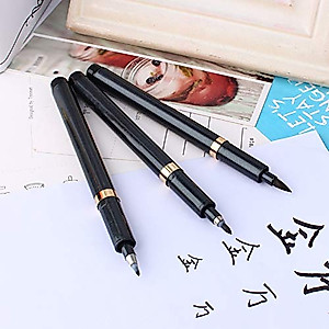 Yosoo Health Gear 3Pcs Calligraphy Soft Tip Pens, Soft Calligraphy Pens, Chinese Japanese Calligraphy Shodo Brush Ink Pen Writing Drawing Craft SG