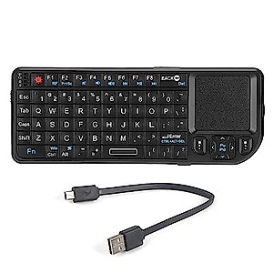 HOHXFYP UMK 100 RF 3in1 Mini Keyboard Qwerty Keypad, Rechargeable Wireless With Built In Touchpad Backlit Long Standby Small Pocket Keypad for PC Tablets