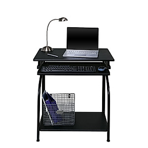 OneSpace Stanton Computer Desk with Pullout Keyboard Tray, Black