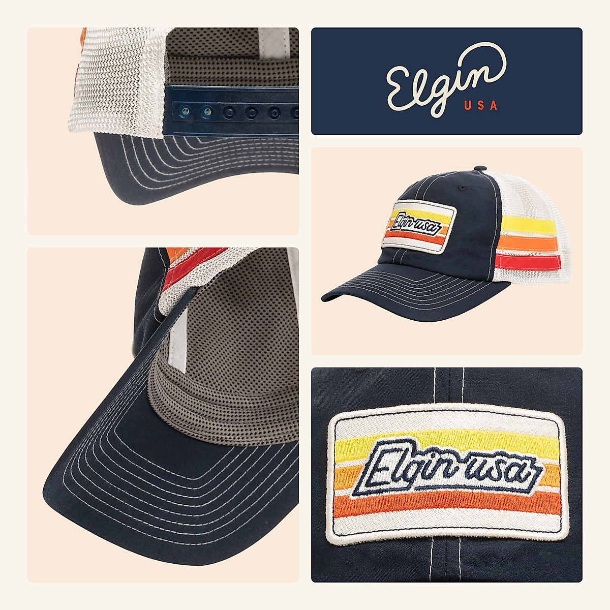 Elgin Cooling Trucker Hat with HydroSnap Fabric, Cools Instantly, Moisture Wicking, Men, Women, UPF 50+ Protection, Cap for Hot Weather (Retro)