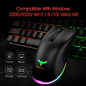 Havit RGB Gaming Mouse Wired PC Gaming Mice with 7 Color Backlight, 6 Buttons, Up to 6400 D P I Computer USB Mouses for Desktop Laptop Gamer & Work (Renewed)
