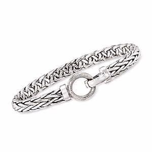 Ross-Simons Sterling Silver Textured and Polished Wheat-Link Bracelet. 7 inches