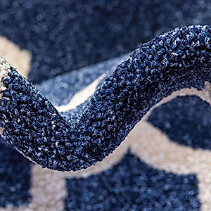 Unique Loom Trellis Collection Modern Morroccan Inspired with Lattice Design Area Rug, Runner 2' 0" x 6' 1", Dark Blue/Navy Blue