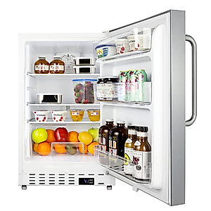Summit Appliance ALR46WCSS 20" Wide Built-In All-Refrigerator, ADA Compliant, Adjustable Thermostat, 3.53 cu.ft Capacity, Automatic Defrost, Temperature & Open Door Alarms, Interior Light