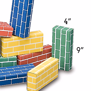 Lillian Vernon Primary Building Bricks - Kids Cardboard Bricks, Each 9" x 4" x 2" (Set of 24)