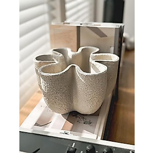 Nico Curvy Decorative Bowl Fluted Vase Scallop Home Decor for Living Room Coffee Table Styling Bookshelf and Console Organic 9 x 5 inches