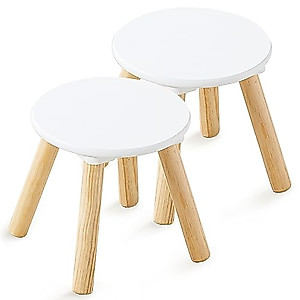 Beright Wooden Step Stool for Kids, Children's Stool Perfect Matched Sensory Table, 9 Inch Sturdy Sitting Stool with Assembled Four-Legged, 2 Pack