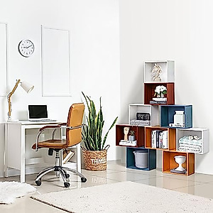 YGYQZ Wooden DIY Open Shelf Bookcase - 9 Pcs Floor Standing Display Cabinet Rack (9, 3 Colors)