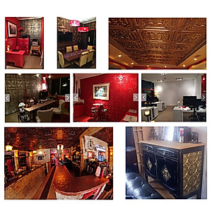 Ceiling Tin Tiles Farmhouse Tin Ceiling Tiles for Cafe Club Salon Hotel Store Bar 2'x2' PL38 Archaic Copper 10pcs