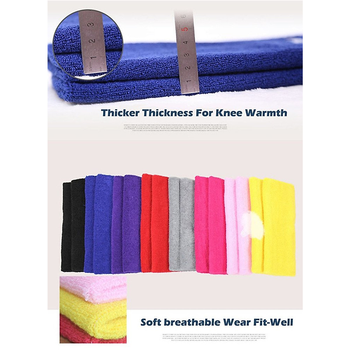 Mcolics Cotton Non-Slip Soft Absorbent Knee Pad Support Brace Protector Leg Sleeve Kneelet Thickening Extended Warm for Men & Women Outdoor Sports Running Dancing Gym Yoga Fitness, 1 Pair (Black)