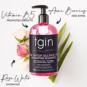tgin Rose Water Shampoo + Conditioner DUO - For Natural / Dry/Fine/Color Treated Hair - Curls - Waves - Low Porosity - 13oz