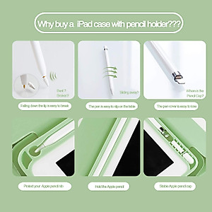 Aoub Case for iPad 6th/5th Generation Cases 9.7 inch 2018/2017 with Pencil Holder, Slim Lightweight Smart Stand Cover, Auto Wake/Sleep, Model A1893 A1954 A1822 A1823, Light Green