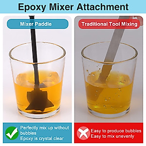 QOONESTL Resin Mixer Paddles, 4pcs Reusable Paint Mixer Epoxy Mixer Paddles, Multipurpose Mixer Drill Attachment for Resin, Paint, Silicone, Ceramic Glaze Mixing(Black+White+Red+Blue)