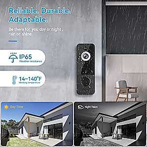 EKEN Doorbell Camera Wireless, Wi-Fi Video Doorbell Camera with AI Smart Human Detection, Indoor Chime Ringer Included, Cloud Storage, 2-Way Audio, Night Vision, Battery Powered