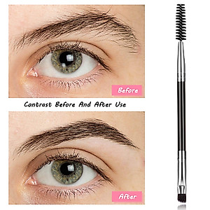 12 Packs Duo Eyebrow Brush, Spoolie Brush and Angled Brow Brush, Multi-functional Mini Eyelash Brush for Tinting Angled Eyebrow, Suitable for Cream Gel (Silver)