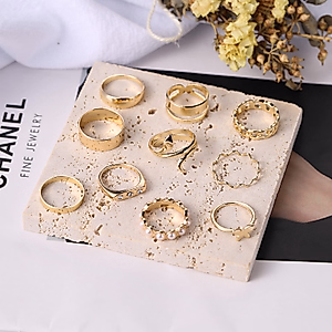 Gold Kunckle Rings Set for Women, 19 Pcs Cute Stackable Rings Pack Boho Snake Butterfly Statement Vintage Rings Set for Jewelry