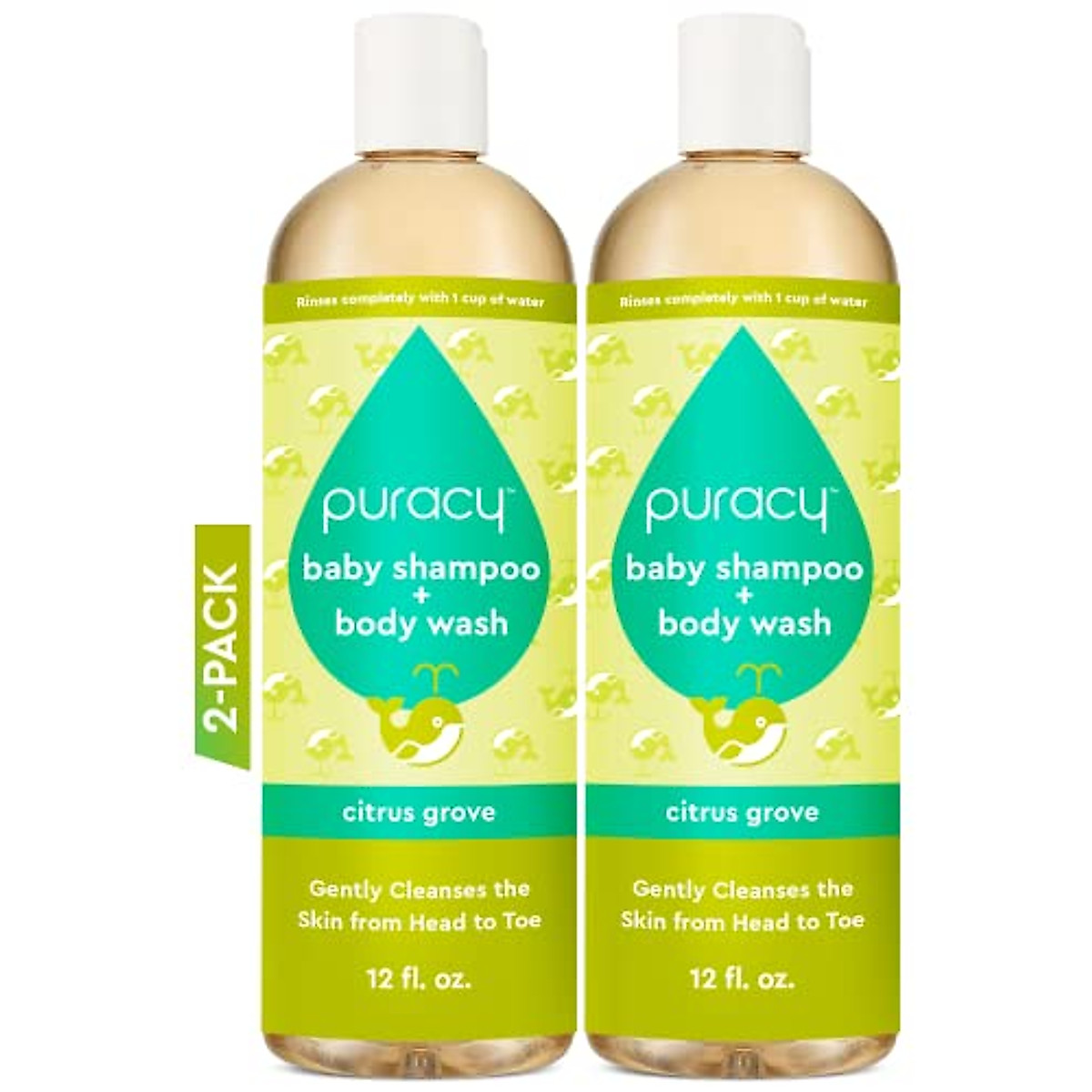 Puracy Shampoo & Body Wash for Children - Perfect Skin, Pure Ingredients - with 12 Fruit & Vegetable Extracts for Silky Smooth Skin, Gentle Citrus Grove Aromas, 98.8% from Mother Nature (12 Oz, 2-Pk)
