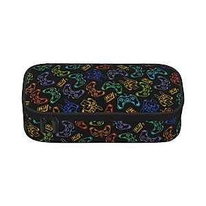 Jwzrene Gamer Pencil Case Large Capacity Gaming Pen Bag With Zipper Compartment Pencil Pouch Multifunction Stationary Bag For Boy Men