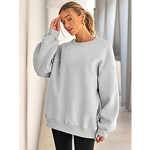 EFAN Hoodies for Women Sweatshirts Oversized Sweaters Fall Outfits Clothes 2023 Crew Neck Pullover Tops Loose Comfy Winter Fashion Grey