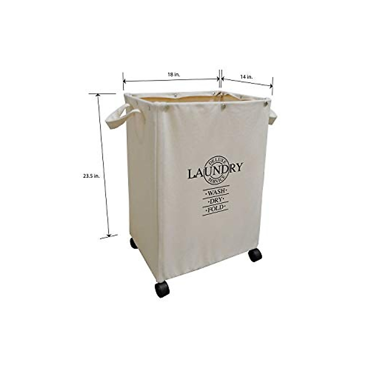Heavy Duty Set of 2 Laundry Hampers on Wheels - for Bedroom, Bathroom, Nursery, Dorm - Fabric Home Décor - By Designstyles