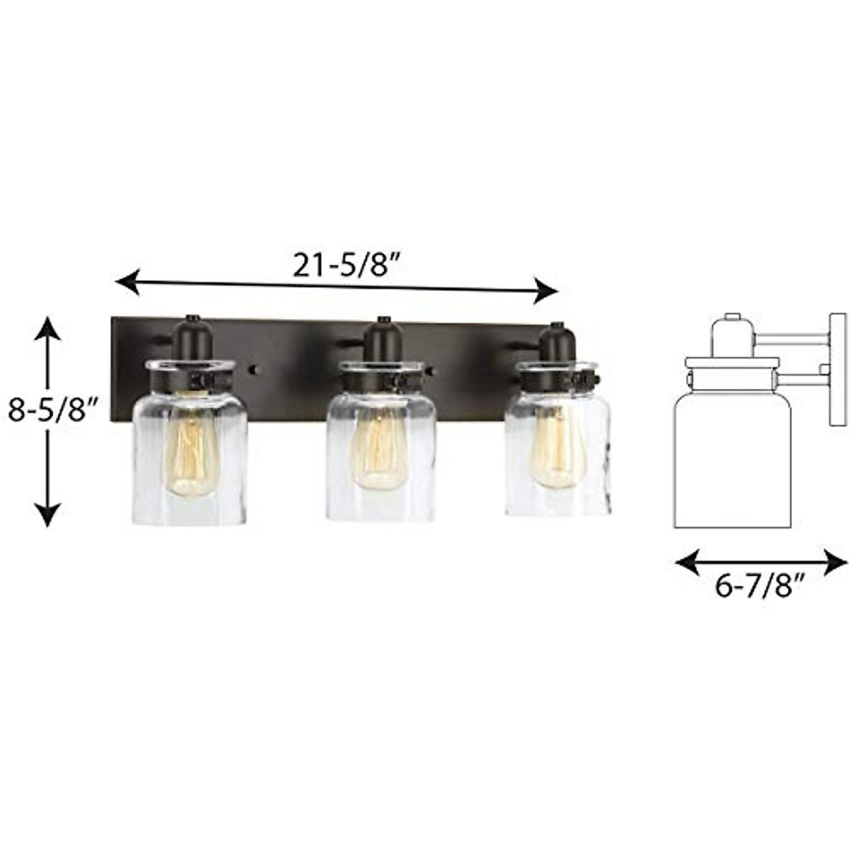 Calhoun Collection 3-Light Clear Glass Farmhouse Bath Vanity Light Antique Bronze