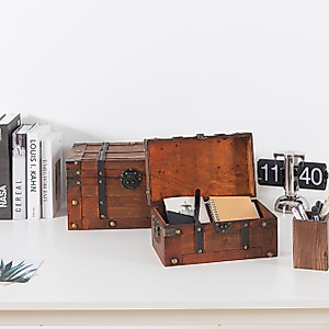 Soul & Lane Marquise Wooden Chest Duo - Elegant Wood Storage Trunks with Lids & Vintage Charm (Set of 2), Antique Versatile Organizational Decor for Home & Office