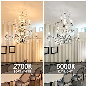 Energetic B11 E12 Candelabra LED Bulbs 60 Watt Equivalent, Dimmable LED Chandelier Light Bulbs, Soft White 2700K, 550LM, Decorative Candle Base Filament Bulb, UL Listed, 12 Pack