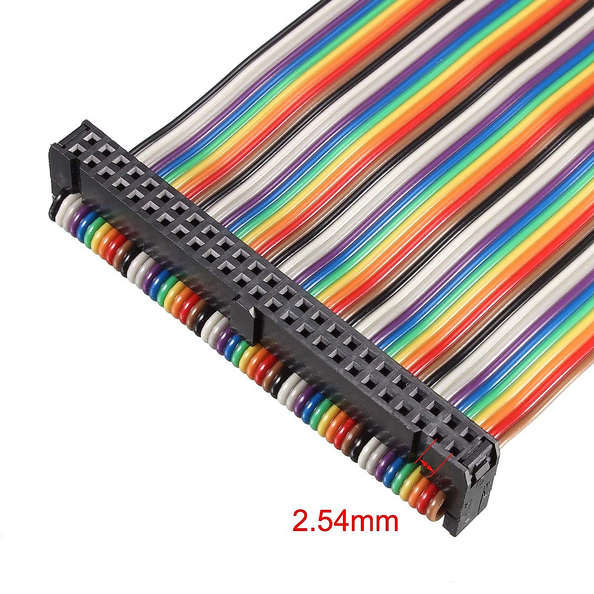 uxcell IDC Rainbow Wire Flat Ribbon Cable 50P D-Type FC/FC Connector 2.54mm Pitch 0.5m/19.7inch Length