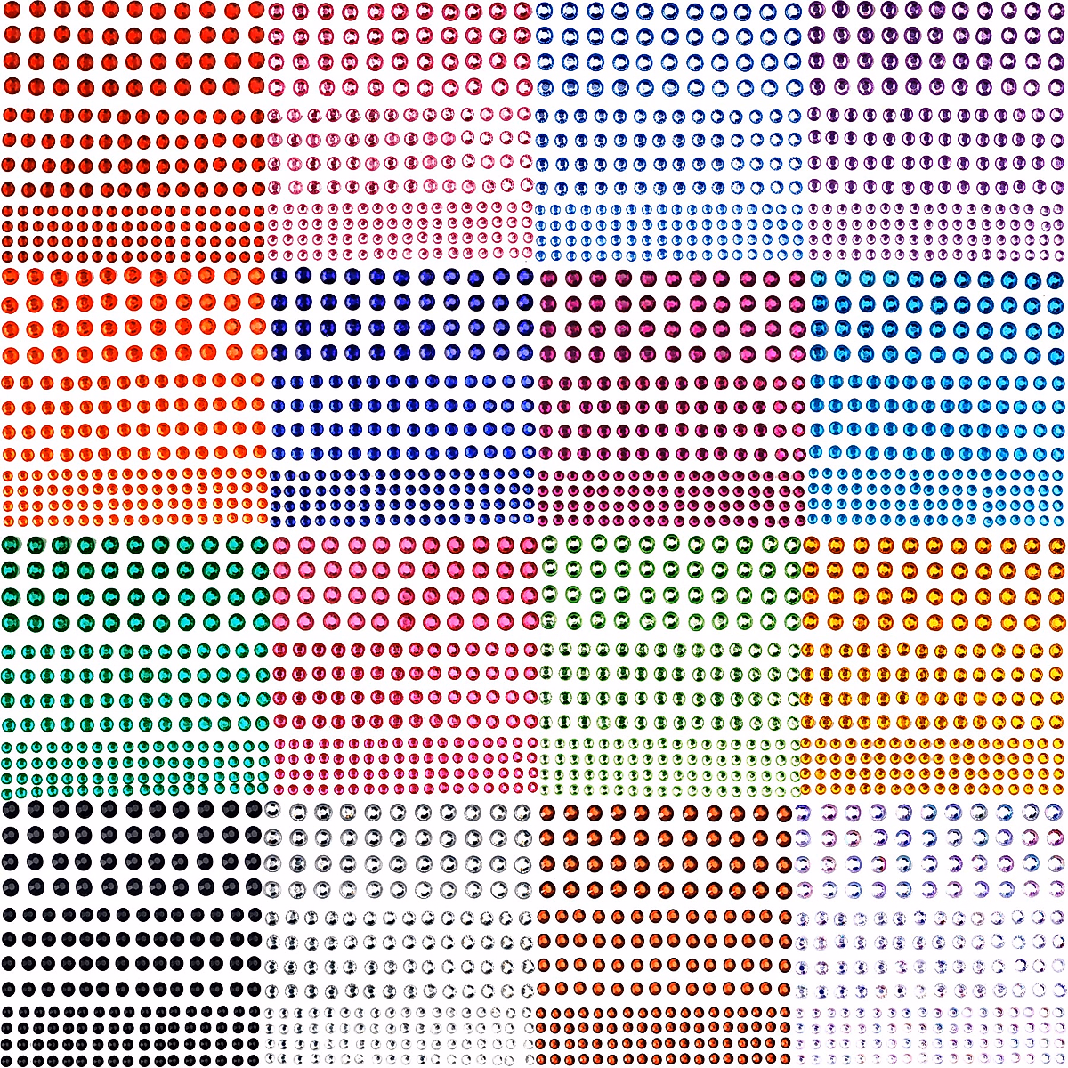 2752 Pcs Self Adhesive Rhinestones for Makeup 16 Sheets 16 Colors Eye Nail Gems Face Jewels Stick on, DIY Craft Nail Art Makeup hair Rave Festival Accessories Costume for Women