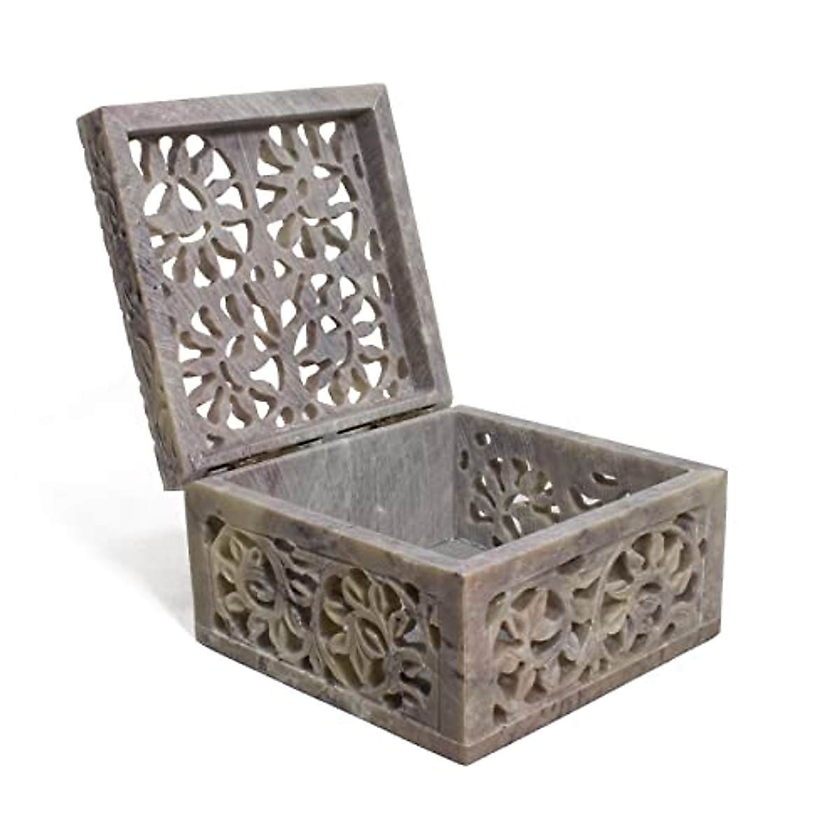 Hashcart Hand-Carved Jewelry Storage Box - Decorative Trinket Box - Birthday, Anniversary, Housewarming, Gifts for Women | Ring Box |