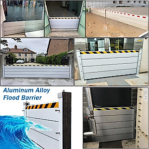 2.6ft 2ft 1.3ft 0.66ft Tall Flood Barriers Shield, Home/Garage Door/Front Doors Temporary Anti-Flood Wall - Detachable & Reusable, Aluminum Threshold Water Dams, with Reflective Warning Strip ( Color